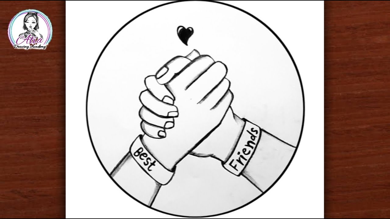 Best Friends Drawing Pencil Sketch | Friendship Day Drawing Easy | How ...