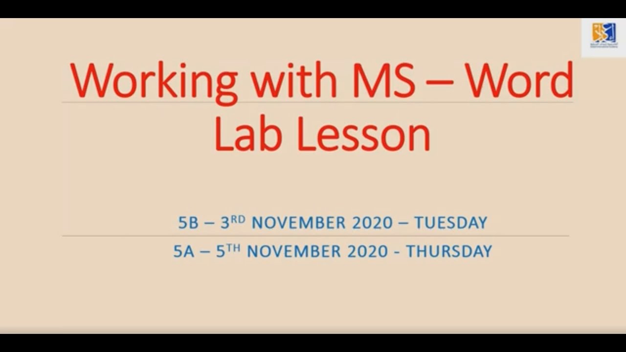 Working with MS Word Lab session - YouTube