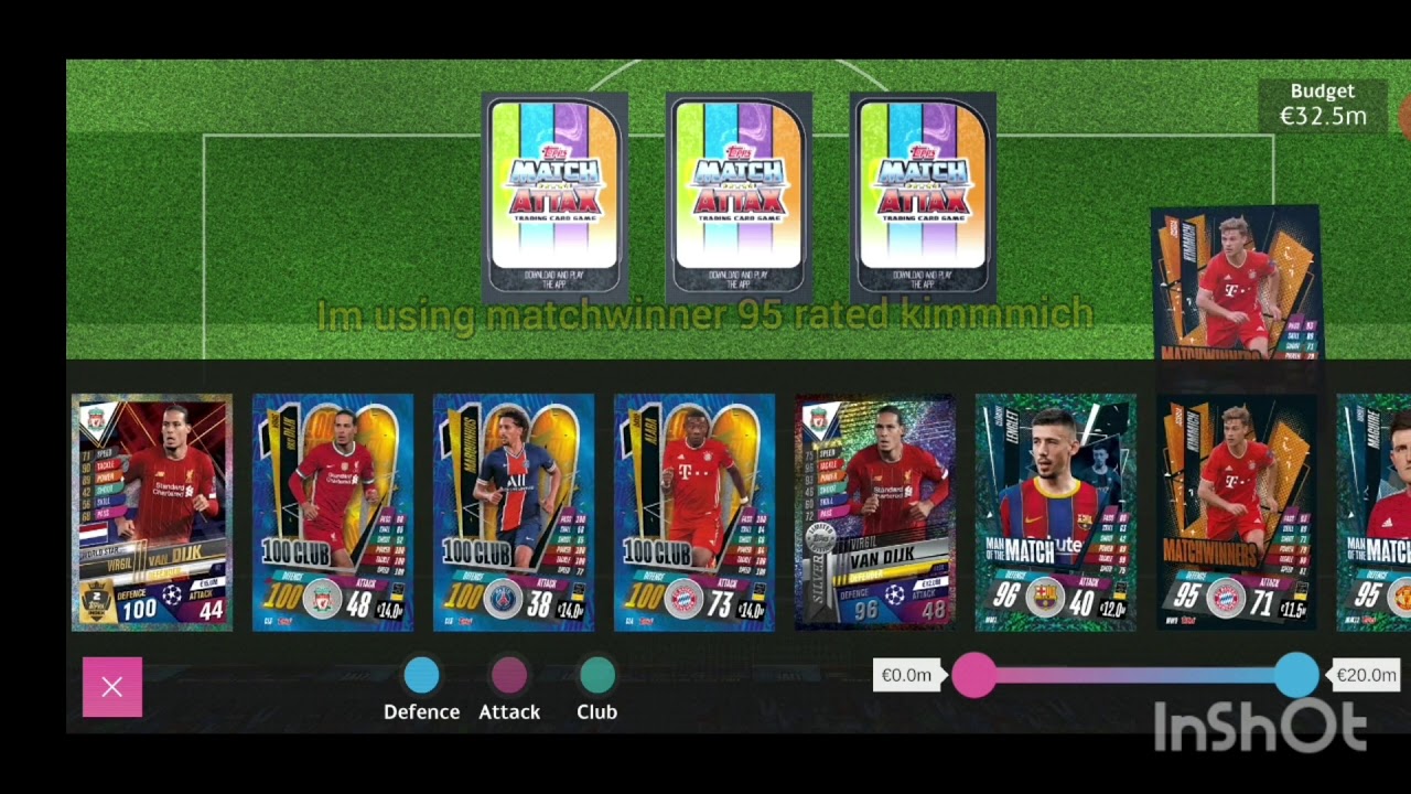 Match Attax Game 20/21 / Best team / 100M Budget Best Team / Topps ...