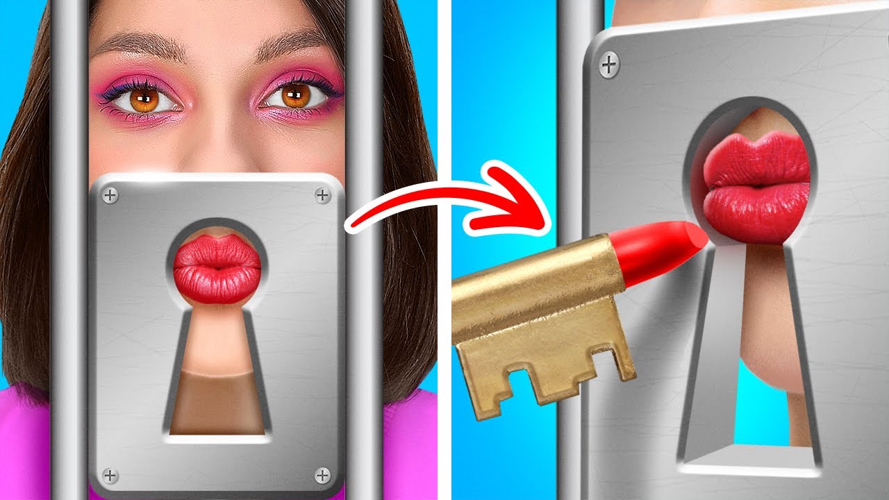 7 WEIRD WAYS TO SNEAK MAKE UP IN CLASS || Awesome DIY ideas by 123 GO ...