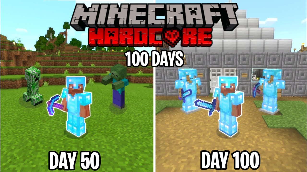 I Survived 100 Days in Hardcode Minecraft PE... (Hindi) - YouTube