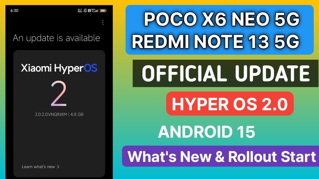 HYPER OS 2 UPDATE : REDMI NOTE 13 5G & POCO X6 NEO 5G OFFICIAL RELEASED ...