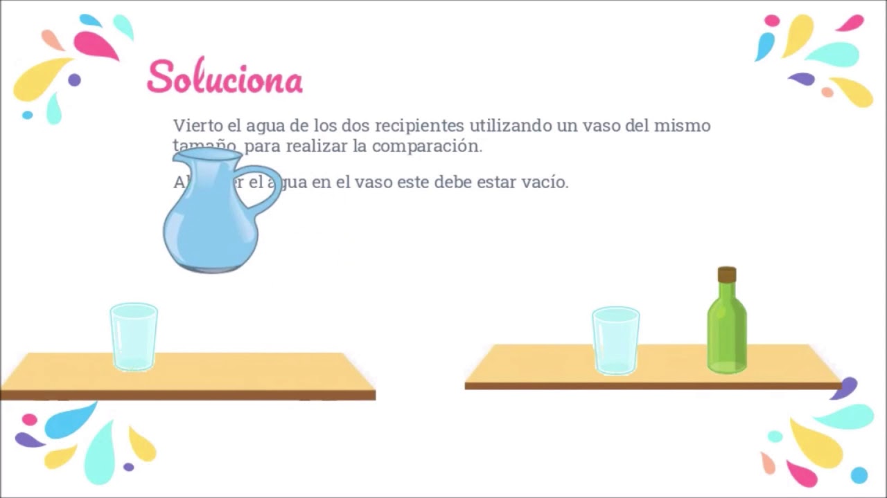 1° U10, 2.2: Comparemos la capacidad de dos recipientes - YouTube