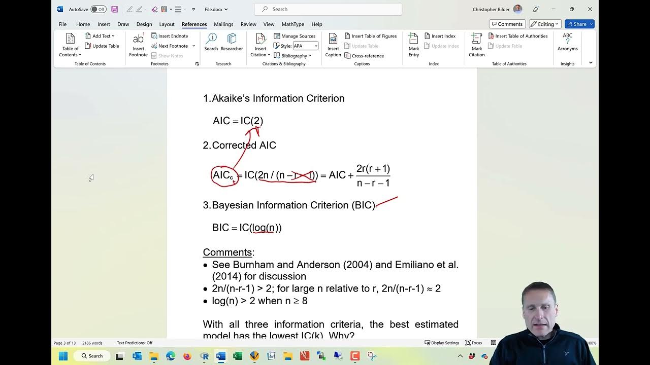 Model selection and evaluation: variable selection, AIC, all subsets - YouTube