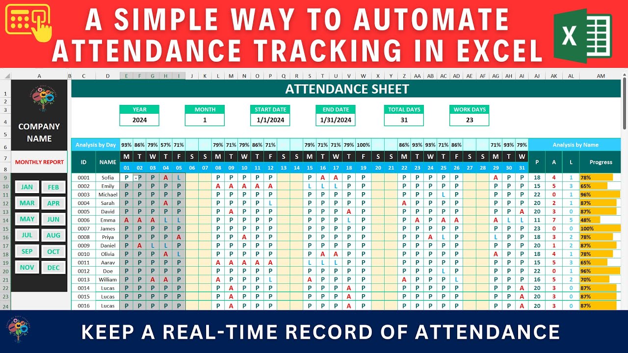 Create Automatic Attendance Tracker in excel | tutorial - YouTube