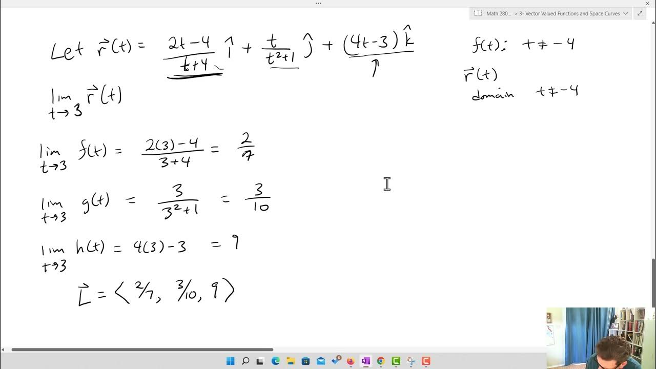 Limits And Continuity For Vector Valued Functions Youtube