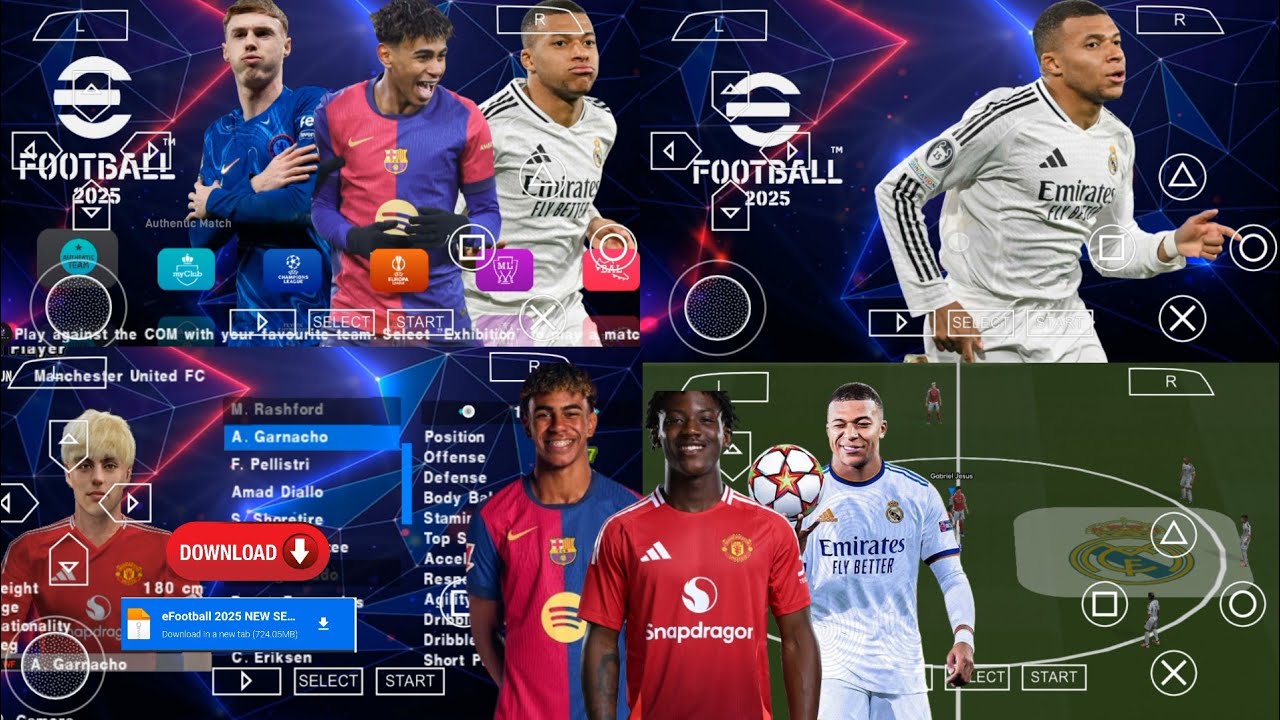 EFOOTBALL PES 2025 PPSSPP Full Update Transfers & Kits 2024/25 Real ...