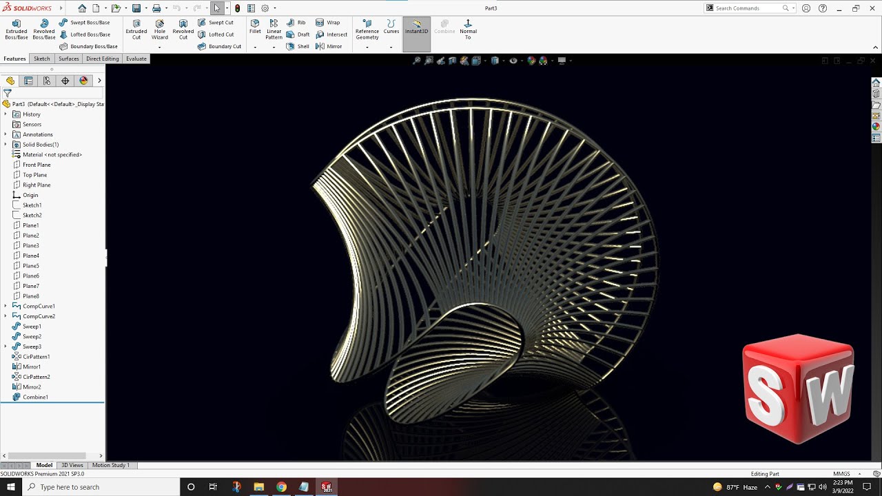 design a surface mesh in solidworks by solidworks easy design - YouTube
