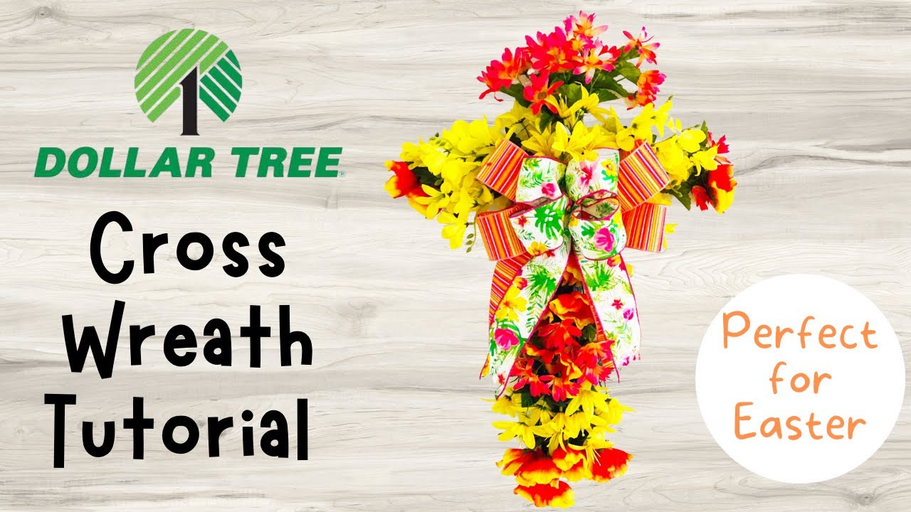 DIY Dollar Tree Cross Wreath Tutorial | No Mesh | Beginner Level - YouTube