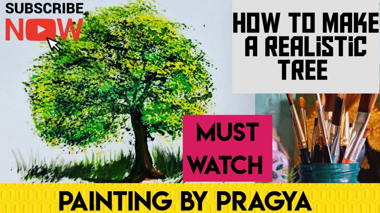 How to make a realistic tree || #painting | #acrylicpainting | #viral ...