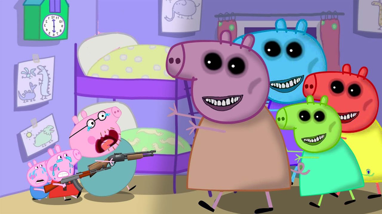 Peppa Zombie Apocalypse, Rainbow Zombies Appear At The Peppa House ...