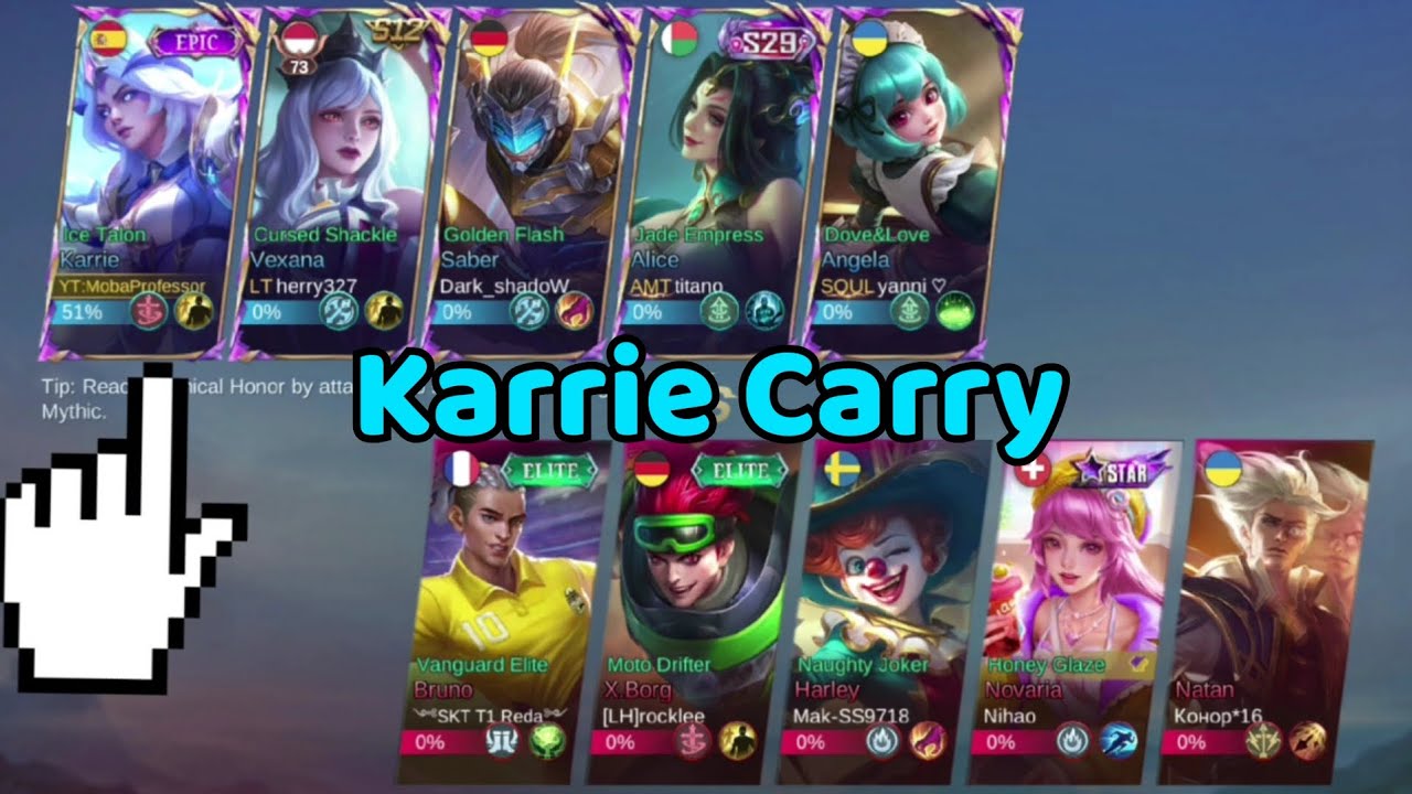 Karrie Carry Top1 Items Rune - mlbb Mobile Legends - YouTube