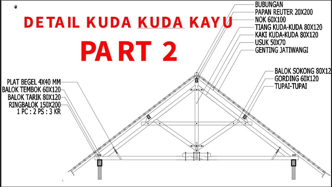 DETAIL KUDA KUDA KAYU BENTANG 7 M PART 2 - YouTube