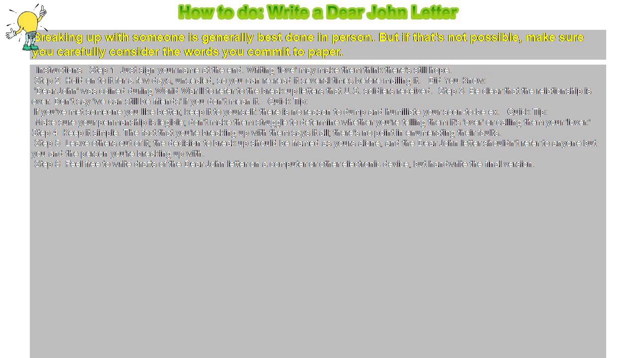 How to do: Write a Dear John Letter - YouTube