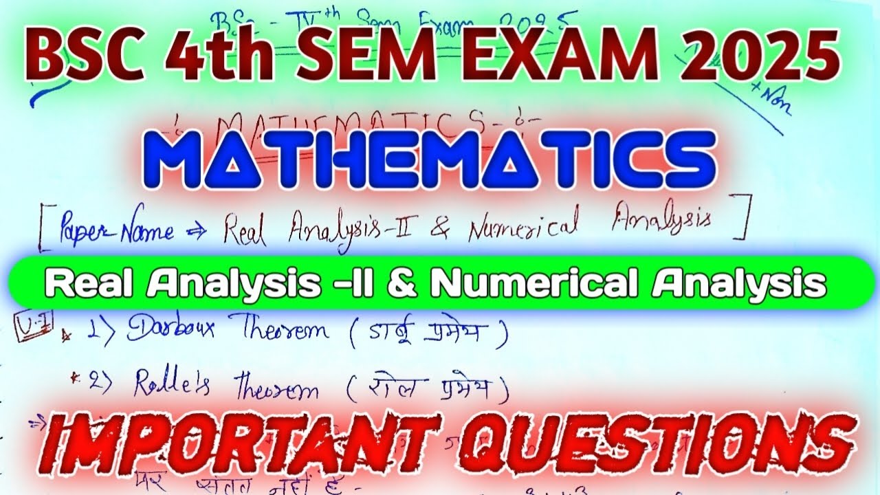 Bsc 4th Sem Maths important questions ll RU Exams 2025 ll BSC 2nd year ...