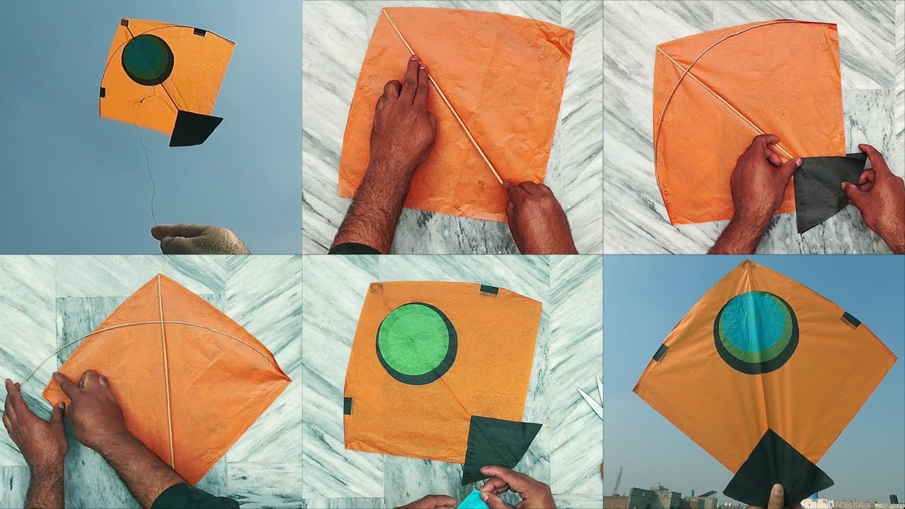 How To Make Kite Step by Step Small Homemade kite and flying Tutorial ...