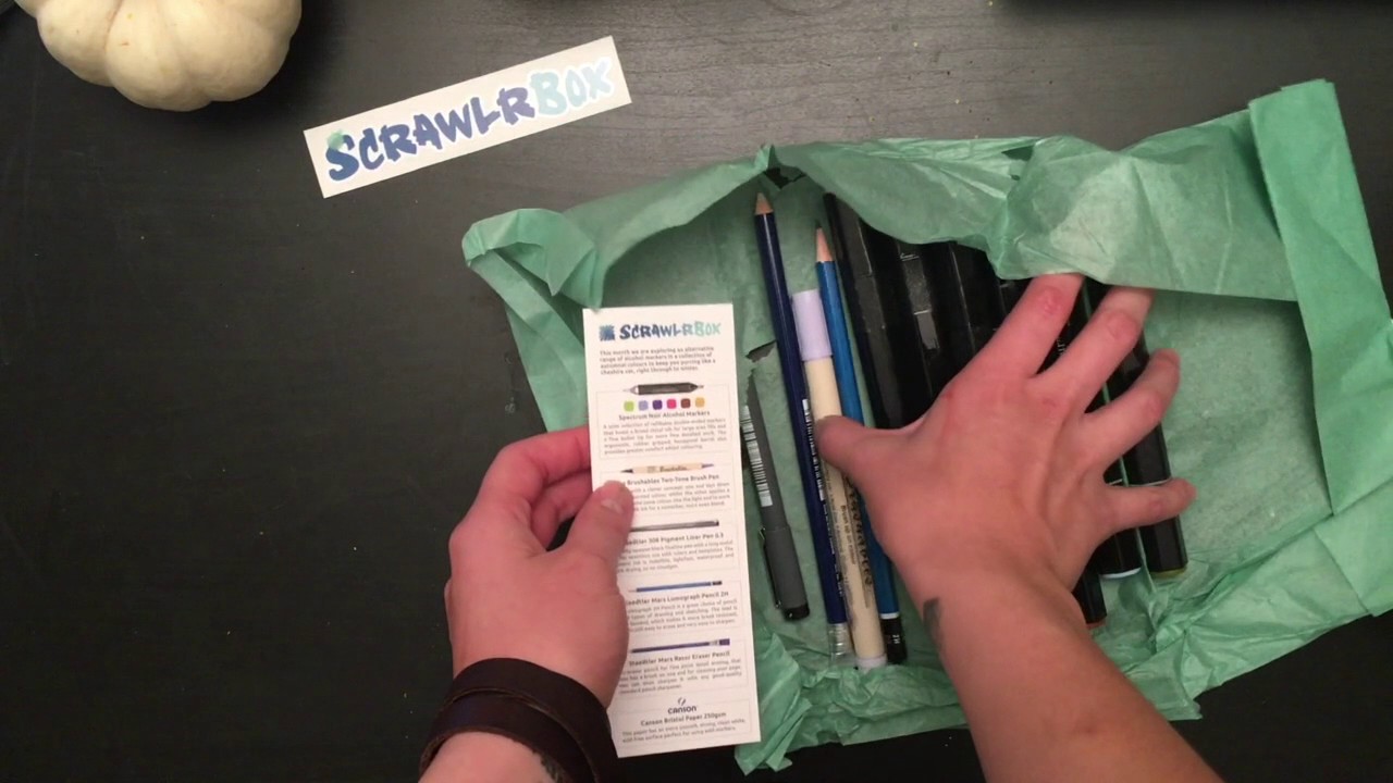 October Scrawlrbox 2016 Unboxing And Speed Drawing Youtube