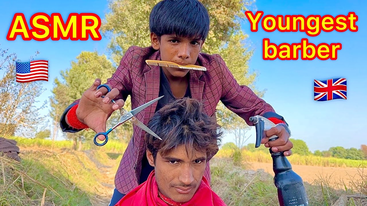 ASMR youngest barber 💈 in the world haircut tribal young boy 👦 - YouTube