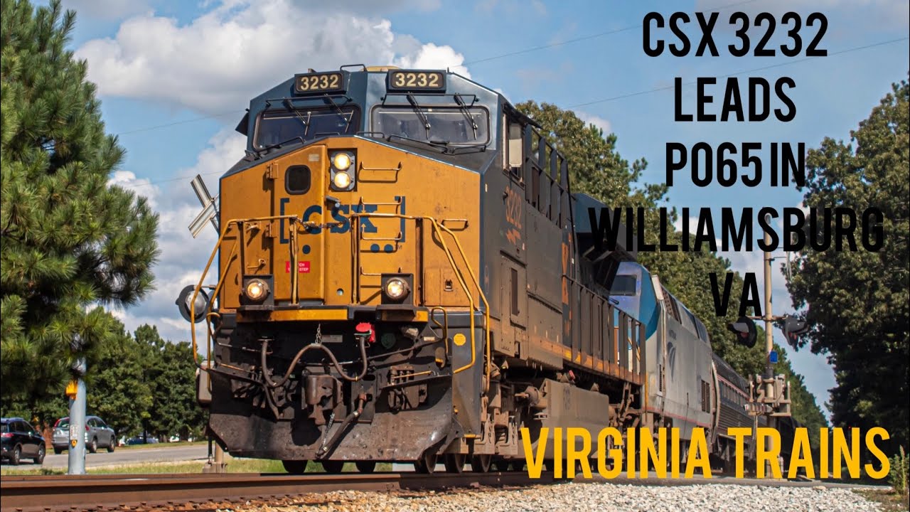 Virginia Trains - CSX 3232 leads P065 in Williamsburg, VA - YouTube