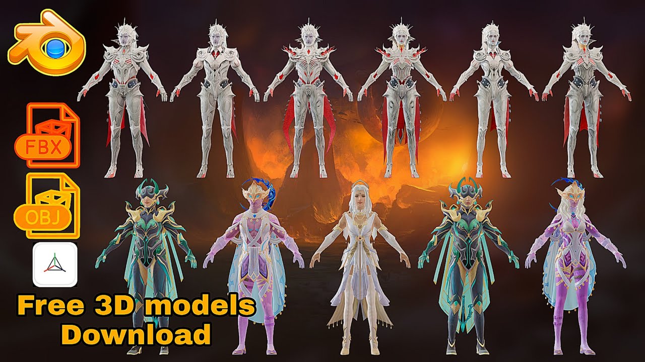 Characters 3d model pack pubg mobile prisma3d Blender bon fbx obj free ...