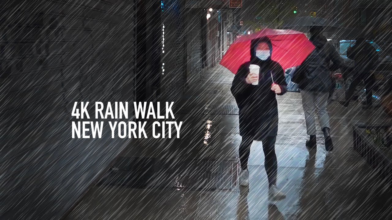 4K Explore New York in a Massive Rain Storm : Rain Walk in the East ...