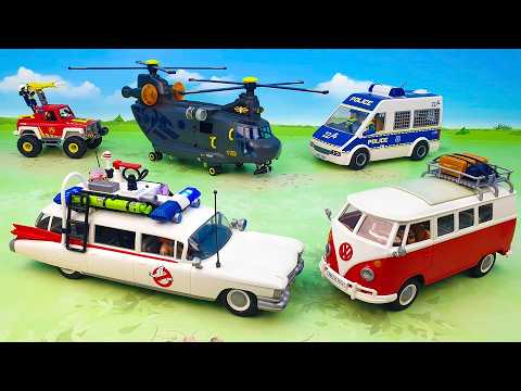Ghost scares the police! Ghostbusters, Fire Truck, Police car, Airplane | Car Video For Kids
