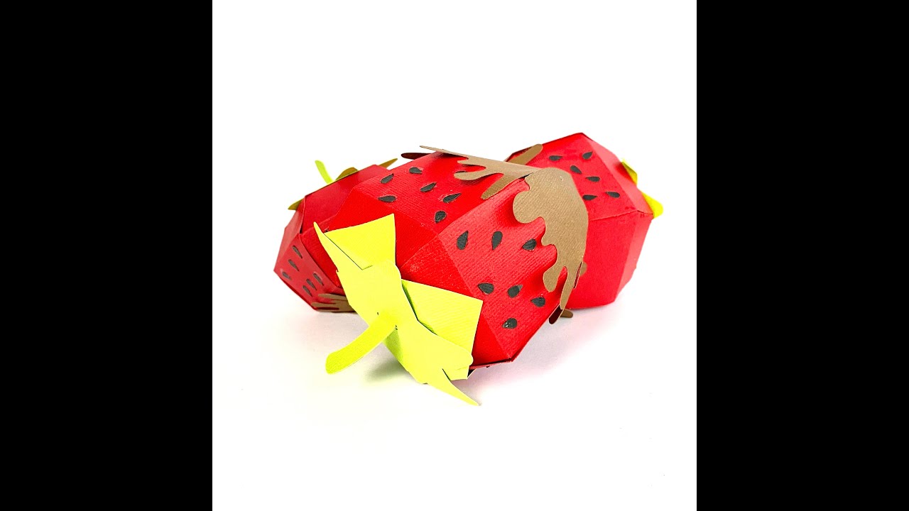 Make Your Very Own 3D Paper Strawberry - YouTube