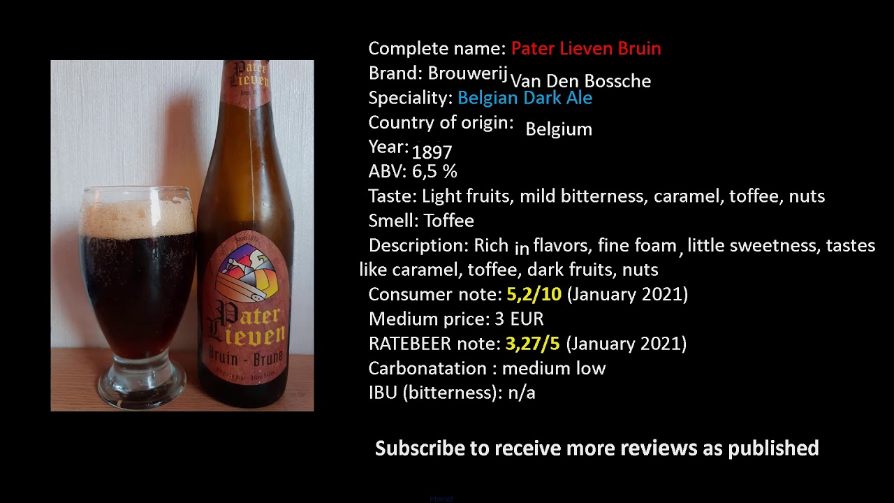Pater Lieven Bruin full beer review - belgian beer - YouTube