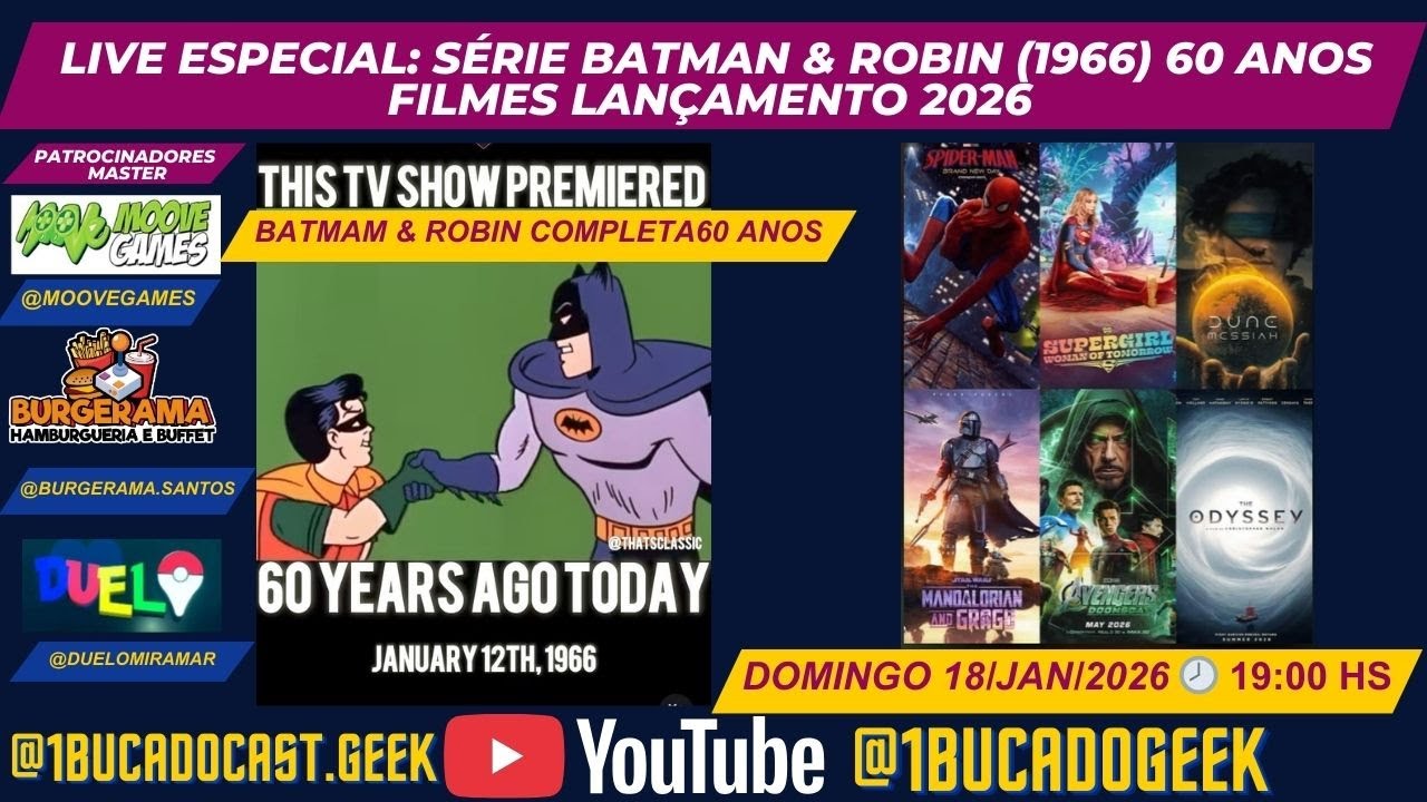LIVE Especial Batman & Robin 60 Anos (Série 1966 c/ Adam West & Burt ...