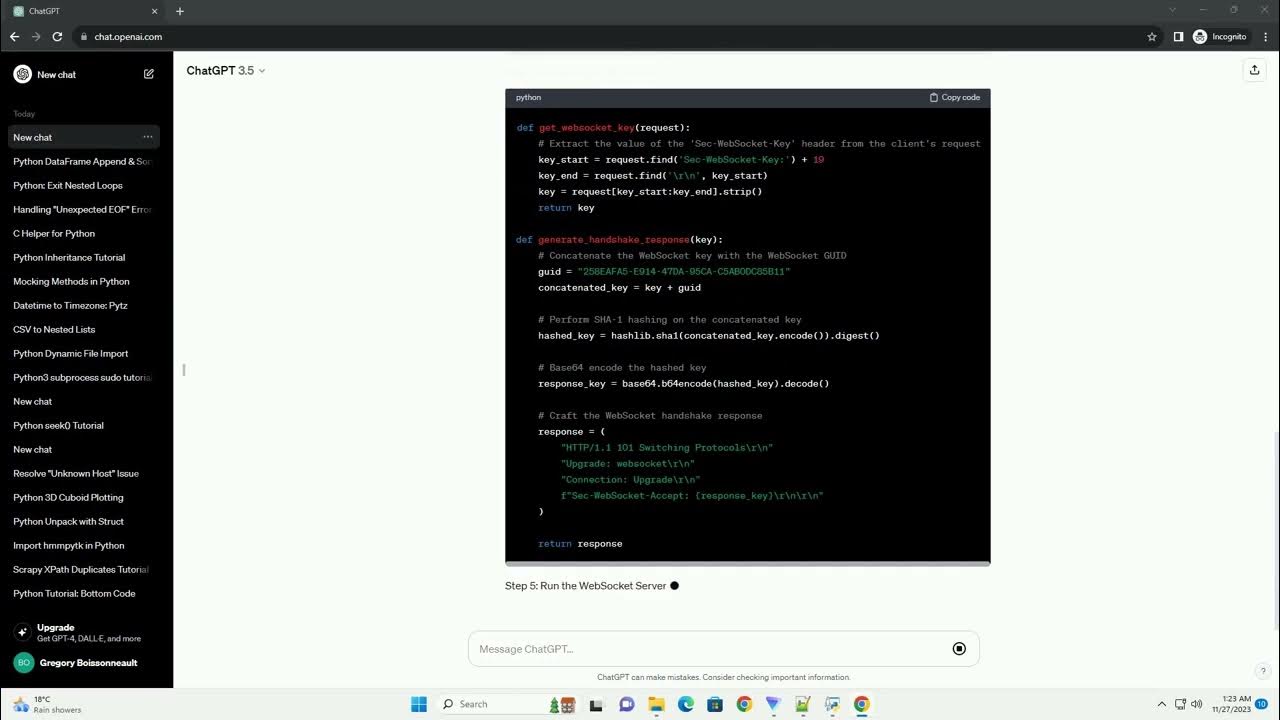 Python Server Websocket Handshake Response - YouTube