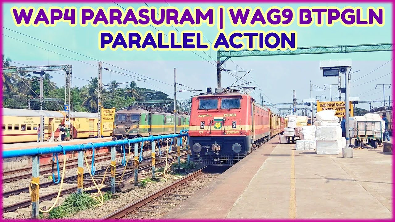 Extreme Rare Parallel Action @ Shoranur Junction ⏩ Parasuram Express Vs ...