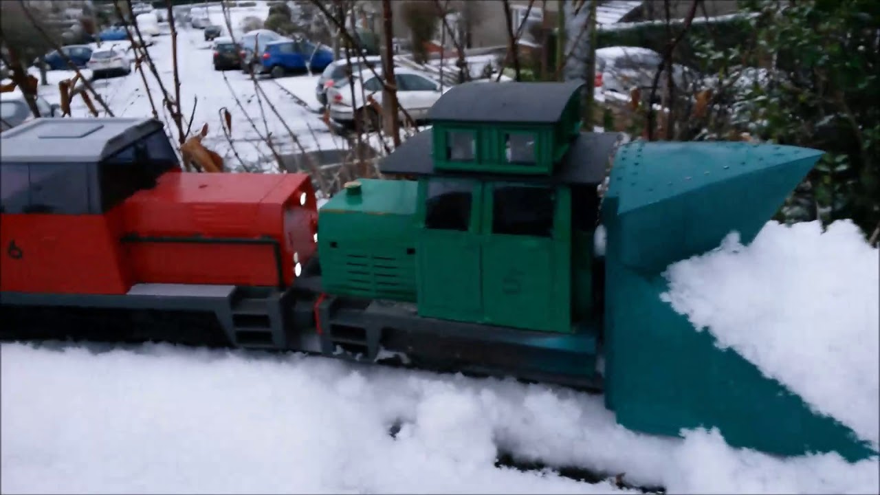 G scale snow plough action garden rail - YouTube
