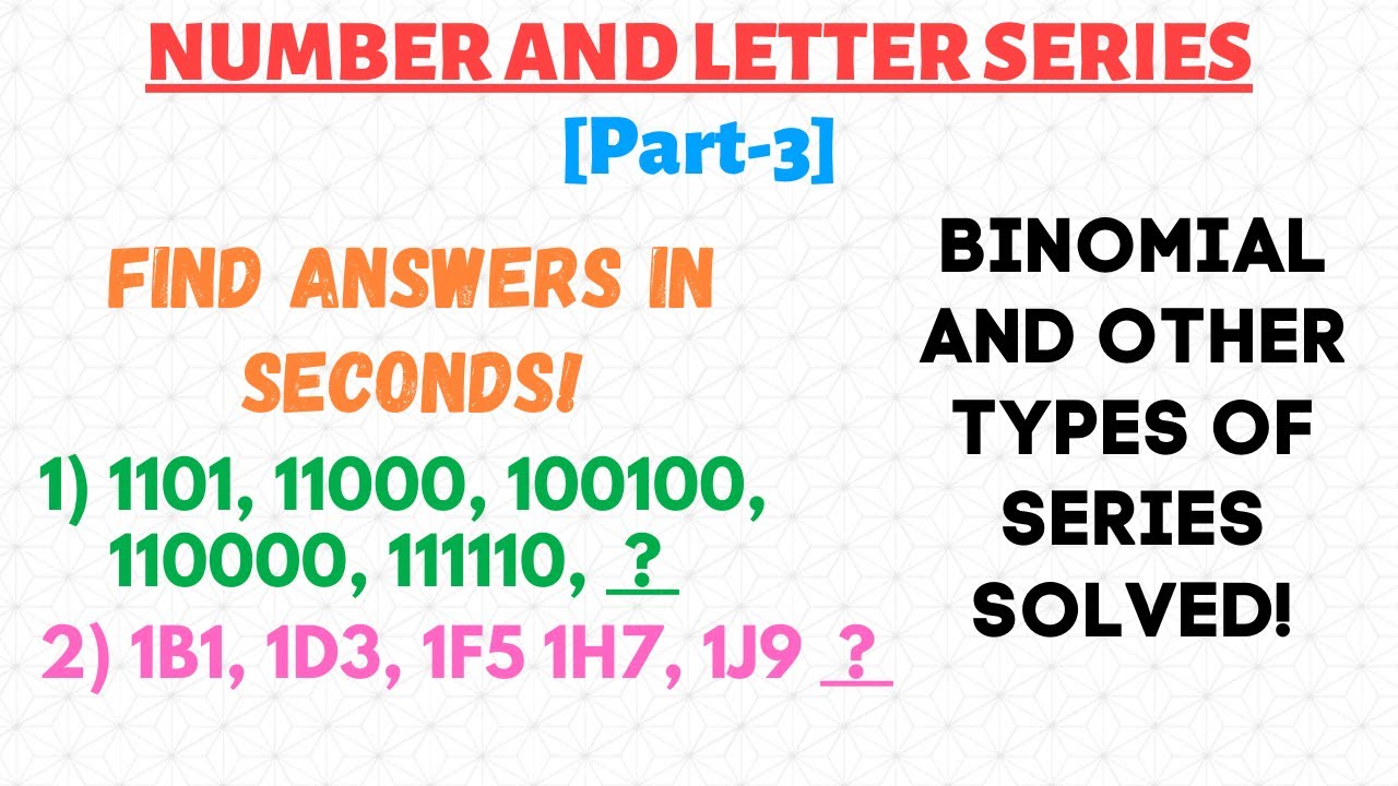 Number and Letter Series [Part-3] || Reasoning - YouTube