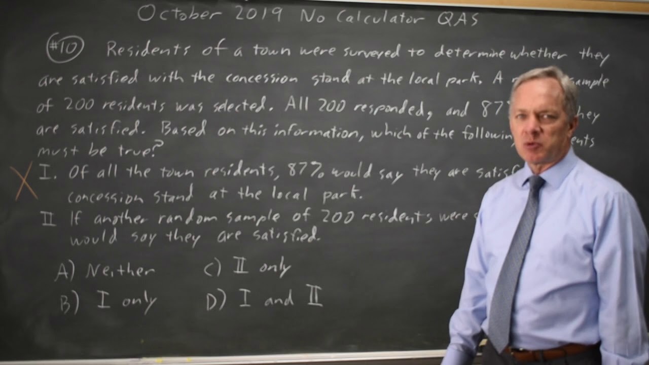 SAT Oct 2019: Interpreting surveys - question #4-10 - YouTube