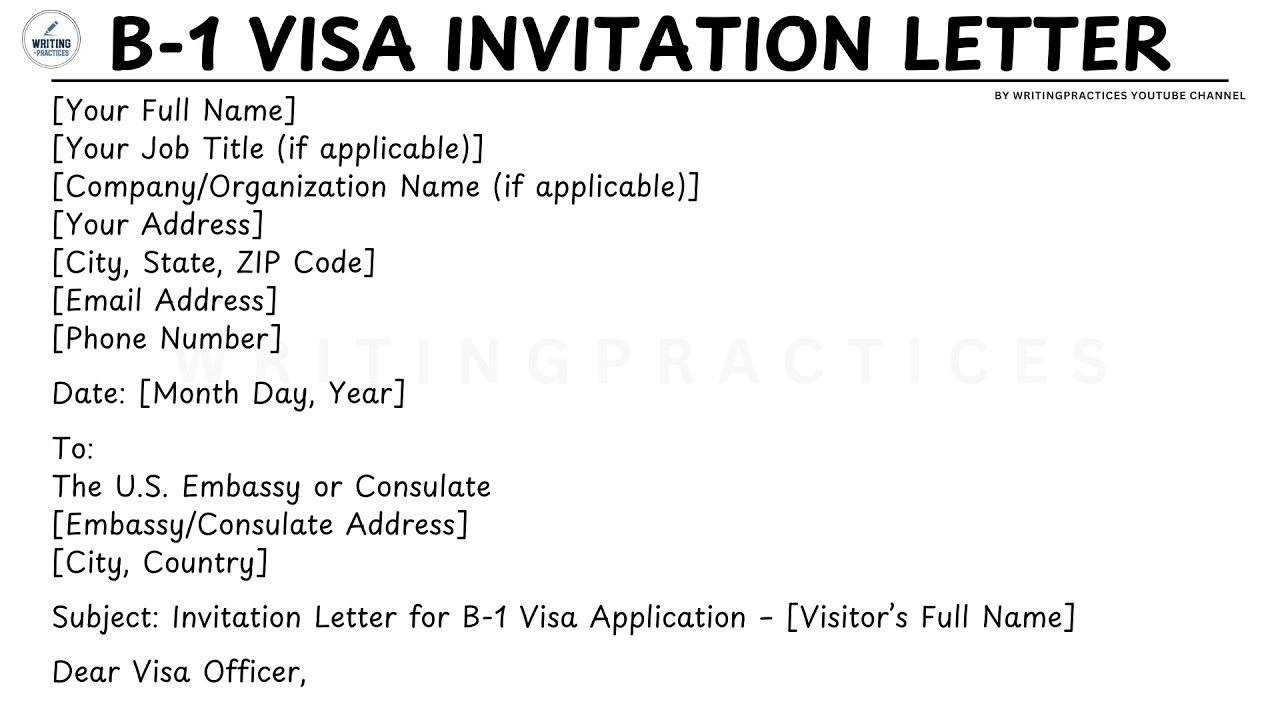 How To Write B-1 Visa Invitation Letter Step by Step Guide | Writing ...