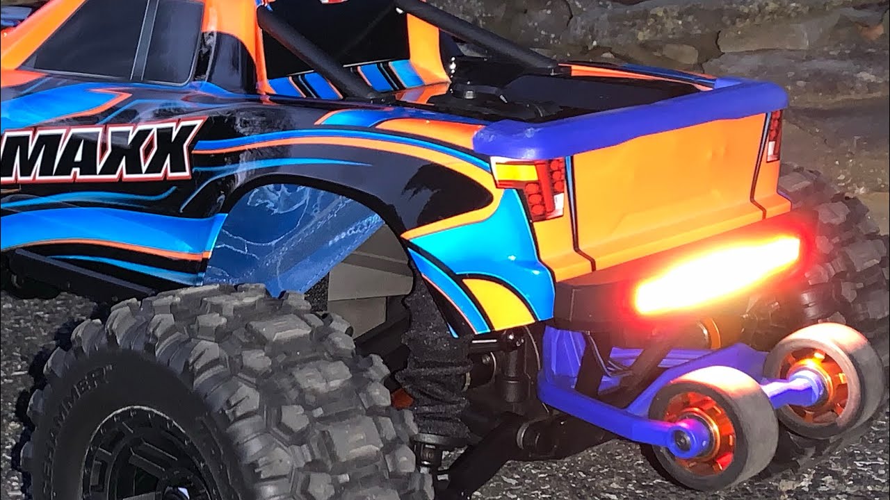 Traxxas Aluminum-Rubber Wheelie Bar Wheels Upgrade for XMaxx/Maxx - YouTube