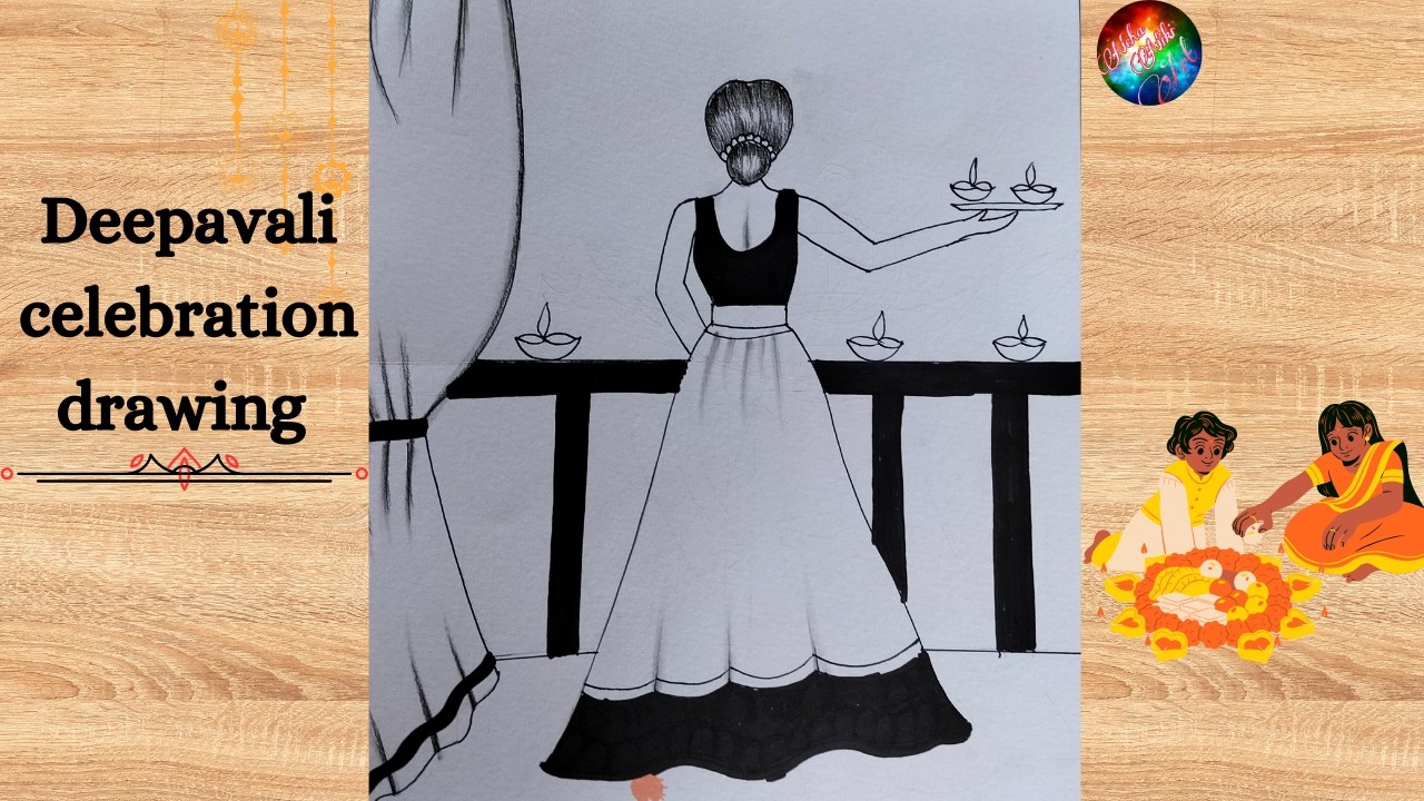 Diwali drawing step by step | Deepavali celebration drawing | Diwali ...