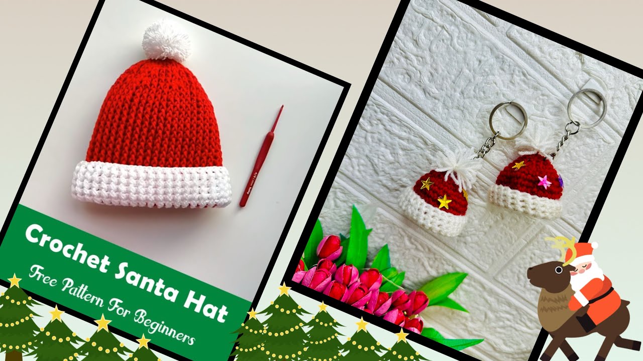 Crochet Santa Hat keyring Tutorial |Crochet Christmas Hat Keyring ️ ...