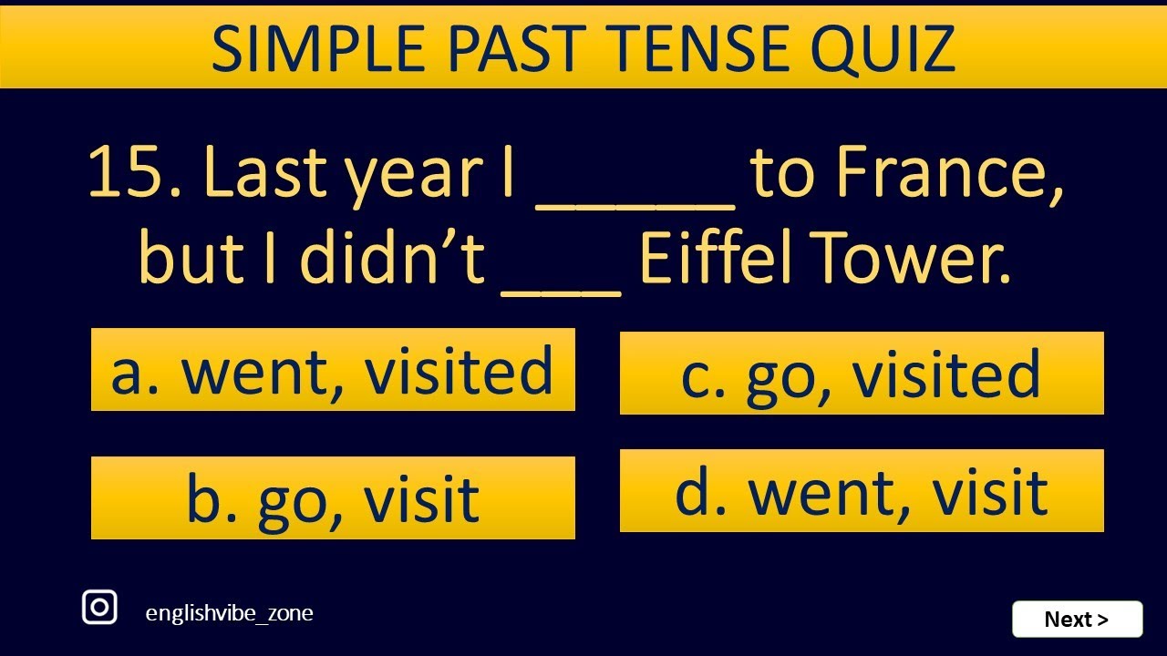 Simple Past Tense Quiz - English Tenses Quiz - English Grammar Test ...