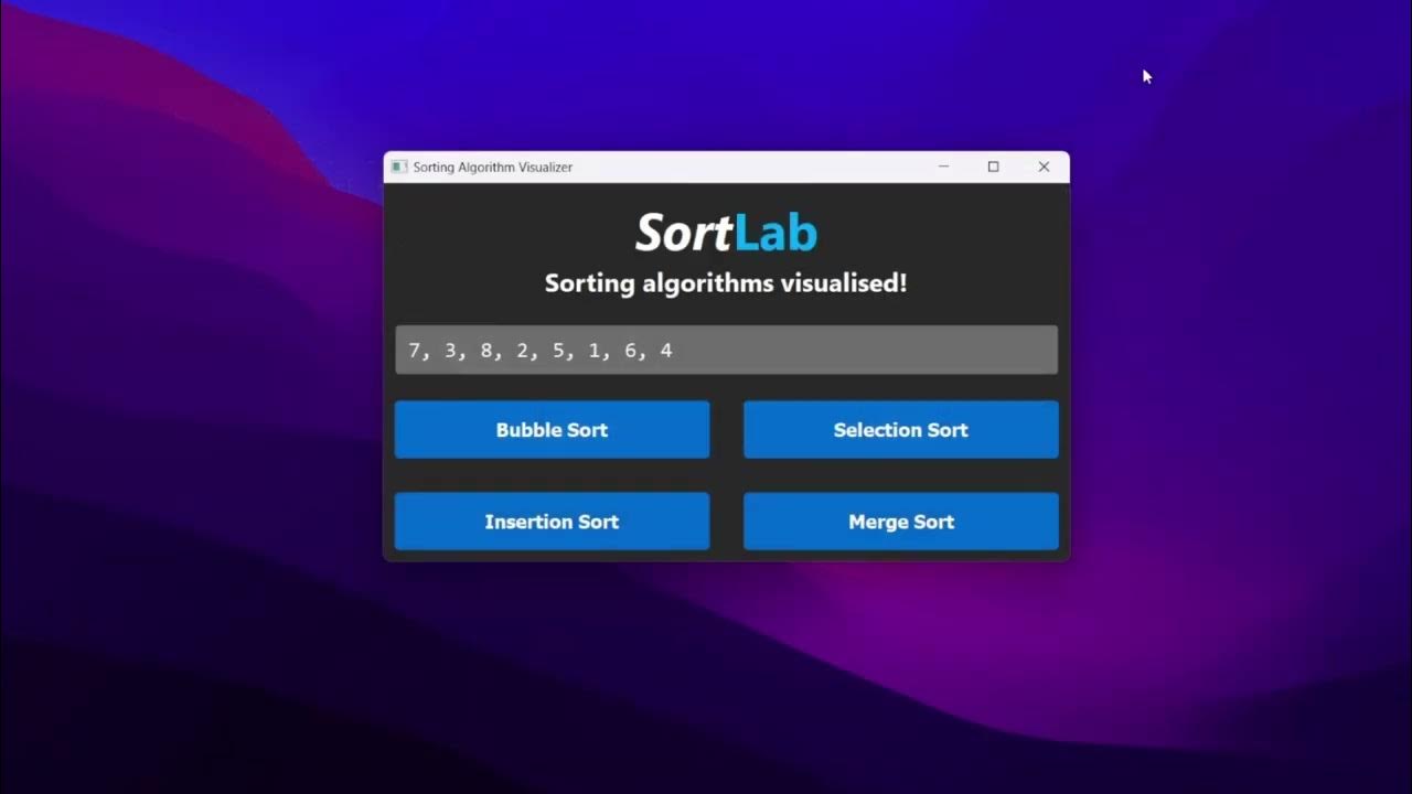 SortLab [Demo] | A PyGame based Animation Visualiser for Sorting Techniques - YouTube