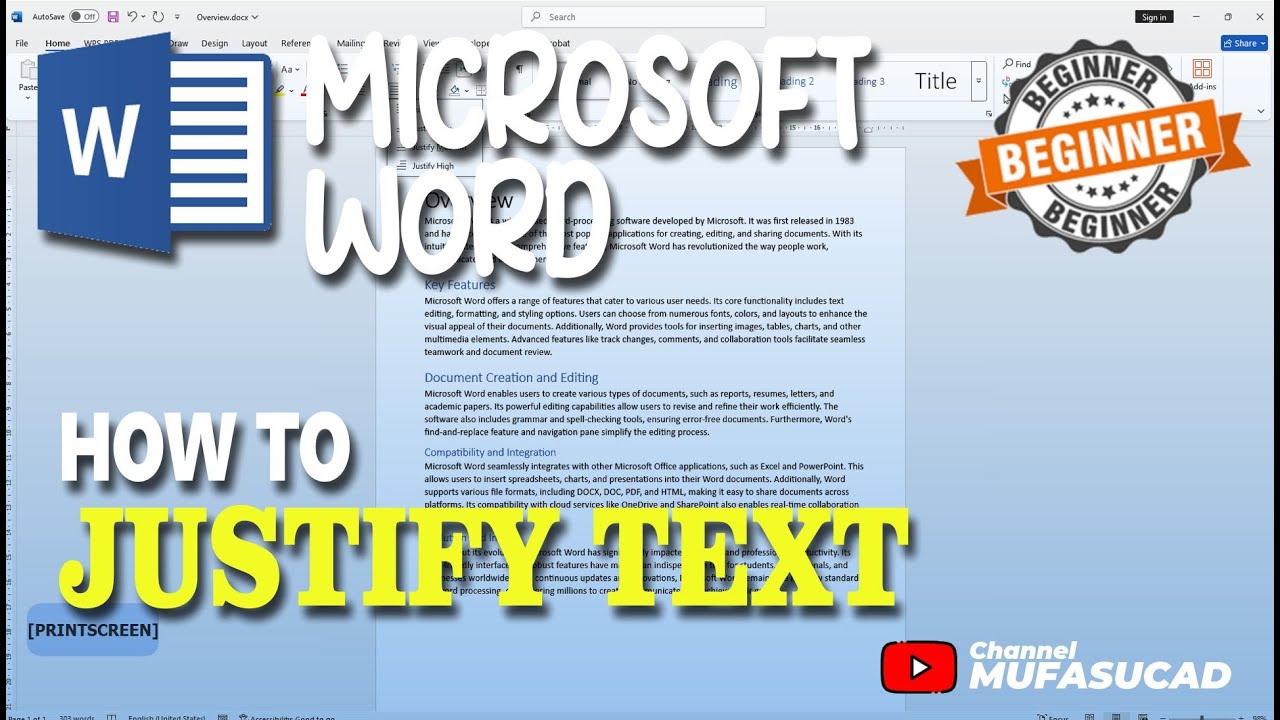 Microsoft Word How To Justify Text - YouTube