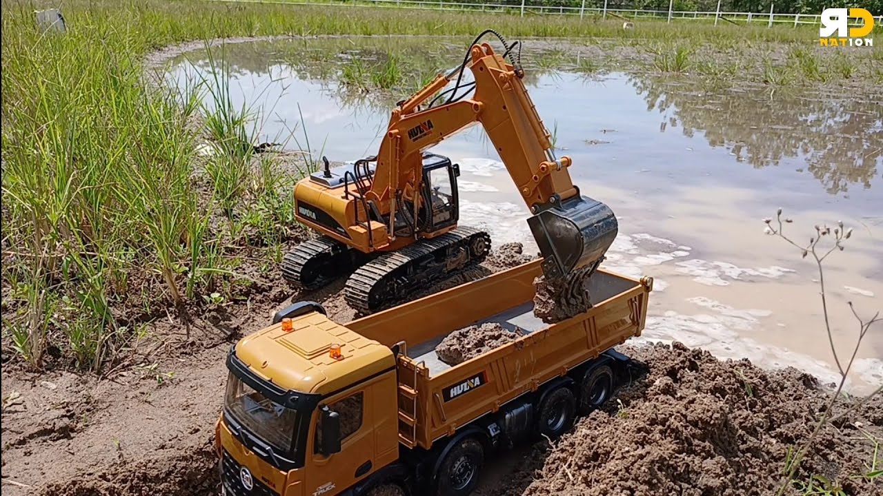 RC EXCAVATOR AND RC DUMP TRUCK HUINA RIVER EXCAVATION CONSTRUCTION ...