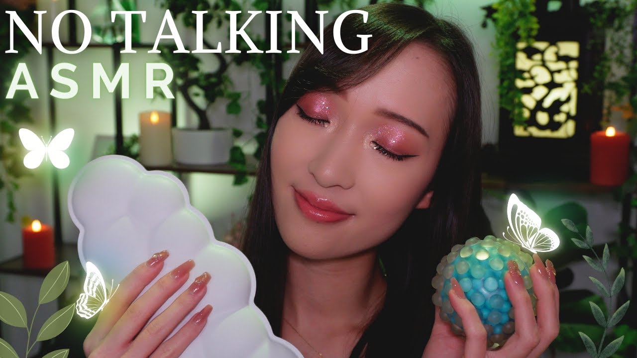 ASMR NO TALKING ☁️ 10 triggers (tapping, sticky, scratching, lid sounds...) - YouTube