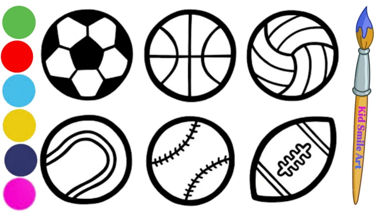 Sports Balls drawing for kids and toddlers| Drawing| Drawing for ...