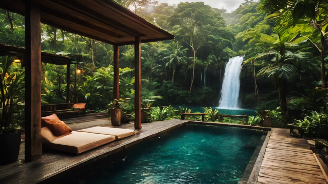 Cozy Jungle Oasis: Waterfall Relaxation Soundscape | Private Quarters ...