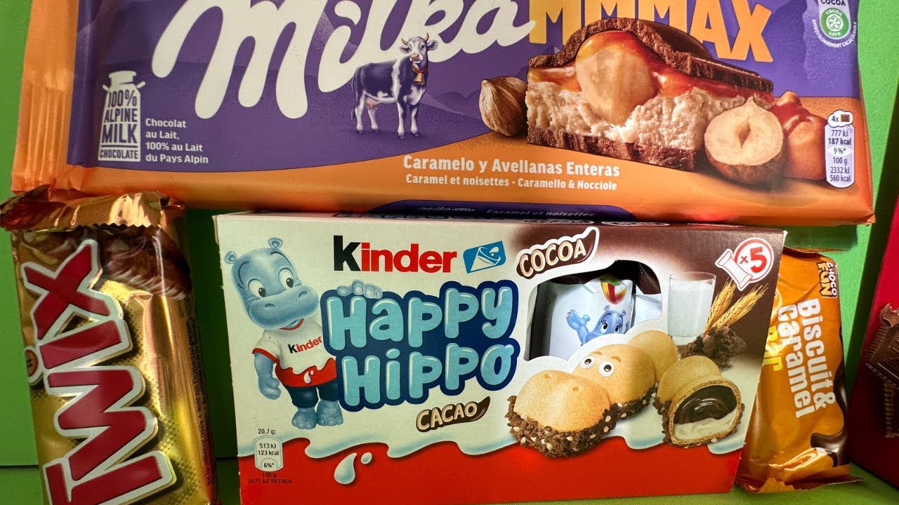 Milka mmmax Twix Kinder happy hippo choco cookies unboxing - YouTube
