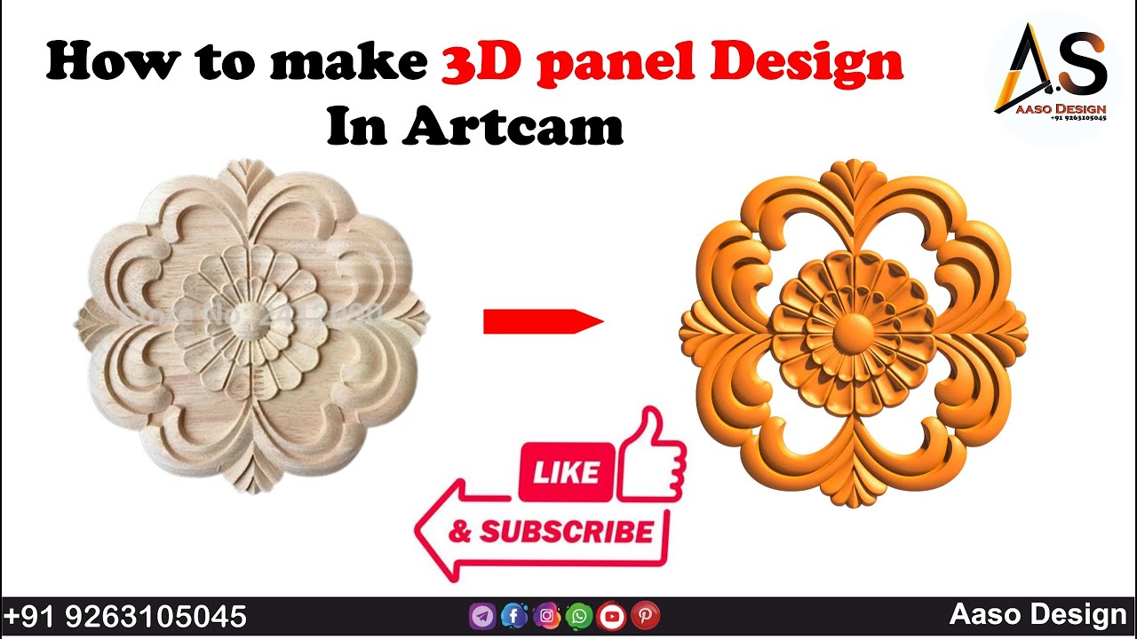 How to make 3D panel design in artcam | #aasodesign #artcam #artcam2018 ...