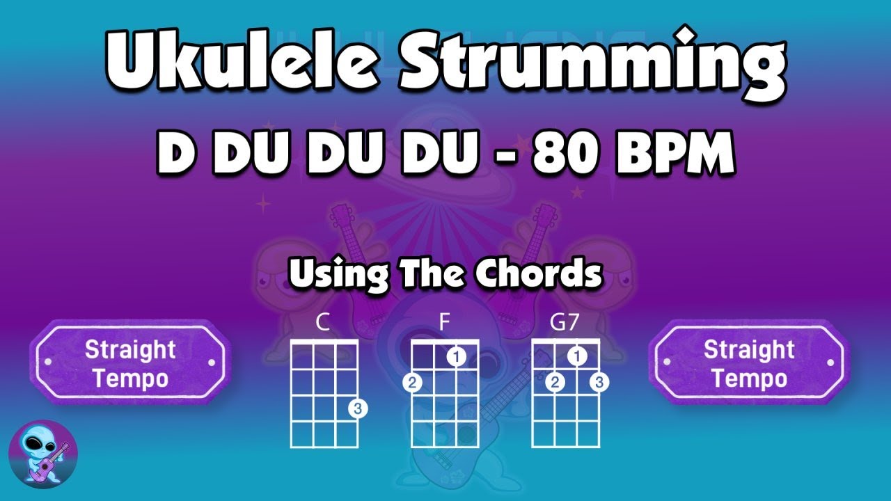 Ukulele Strumming Practice Play Along - D DU DU DU Straight Tempo 80 ...