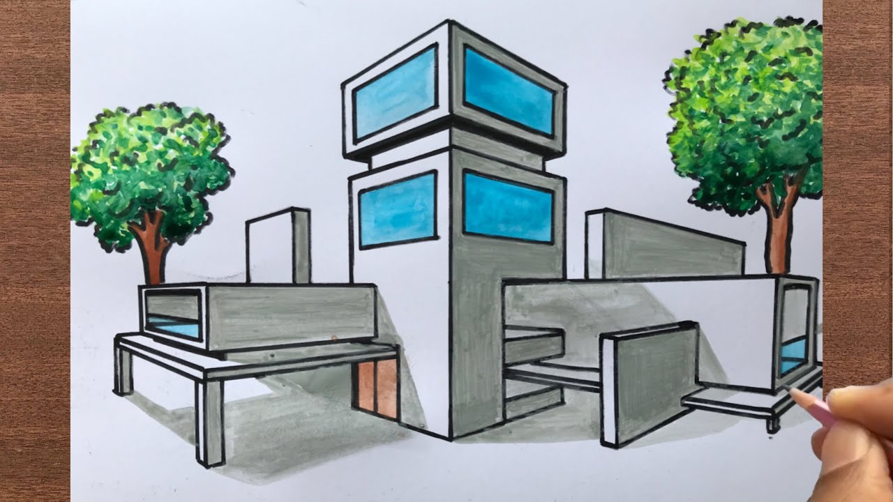 How to Draw a Building in 2 Point Perspective - YouTube