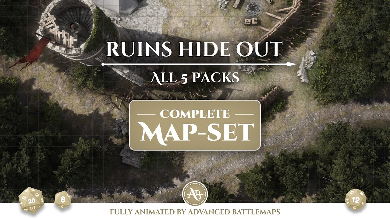 D&D | Pathfinder | Ruins Hide Out - Complete Map-Set | Animated Battle ...